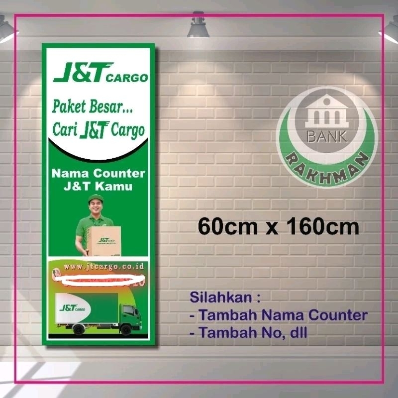 Jual SPANDUK BANNER JNT J&T CARGO UKURAN 60CM X 160CM | Shopee Indonesia