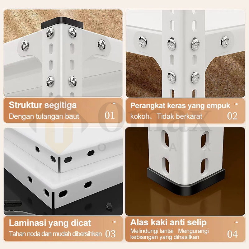 Jual 【All Iron】Omax 120x40x200CM Rak besi siku 5/6 susun Rak Gudang ...