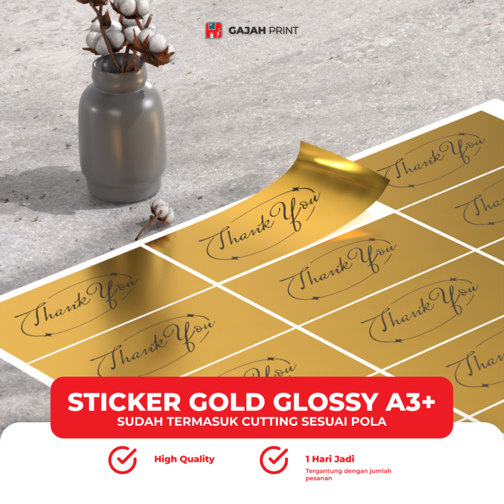 Jual Cetak Stiker Gold Glossy A3+ / Stiker Label emas / Stiker Gold ...