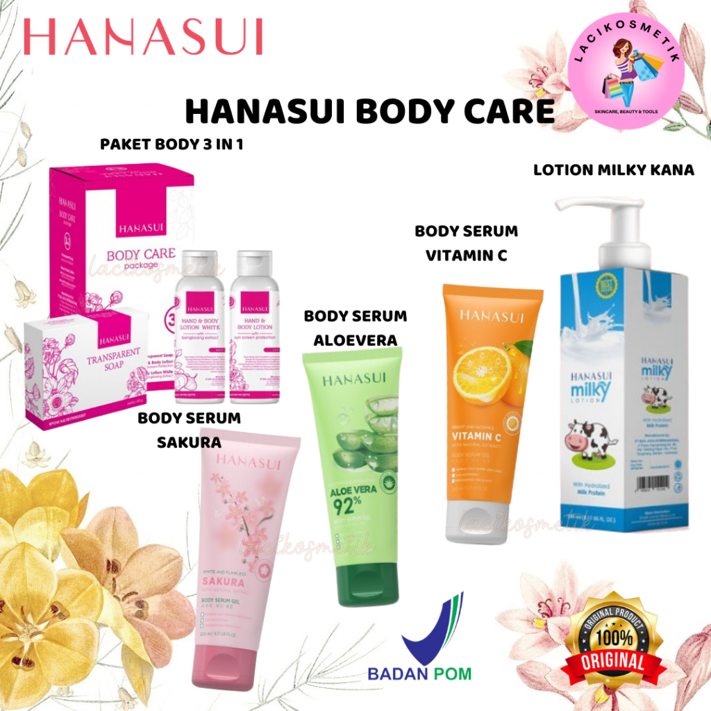 Jual LACIKOSME HANASUI PAKET BODY CARE 3IN1 LOTION / BODY SERUM GEL ...