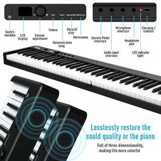 Jual Rixton Portable Digital Piano 88/61 Keys Foldable Piano Keyboard ...
