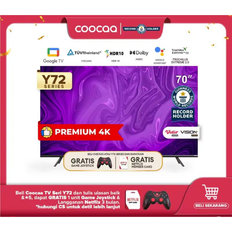Jual TV]COOCAA 70 inch Smart TV - 4K - UHD - Netflix/Youtube - Google ...