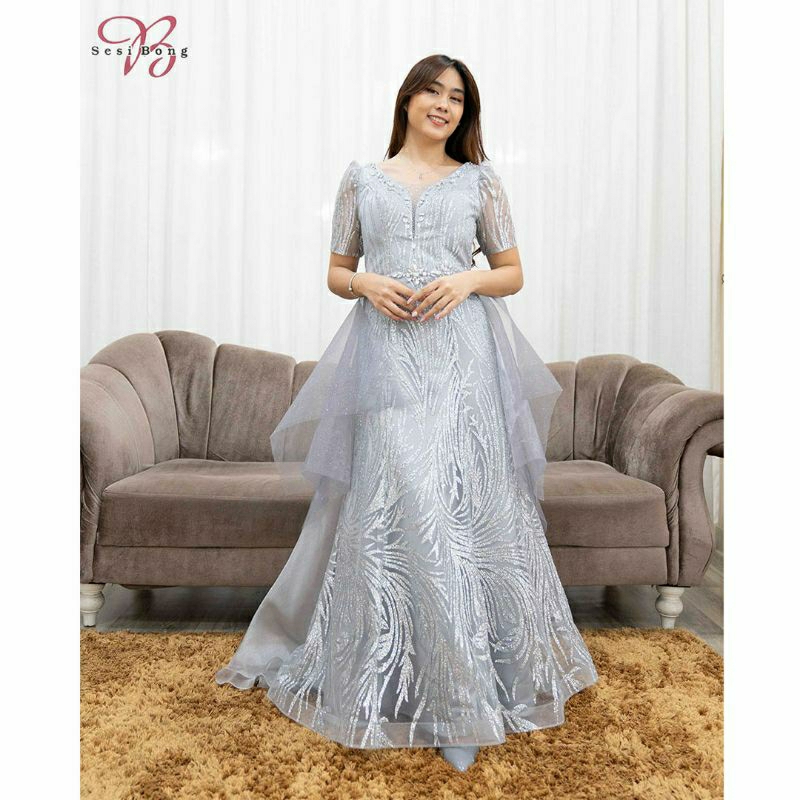 Jual Gaun Pesta 6124 Silver | Shopee Indonesia