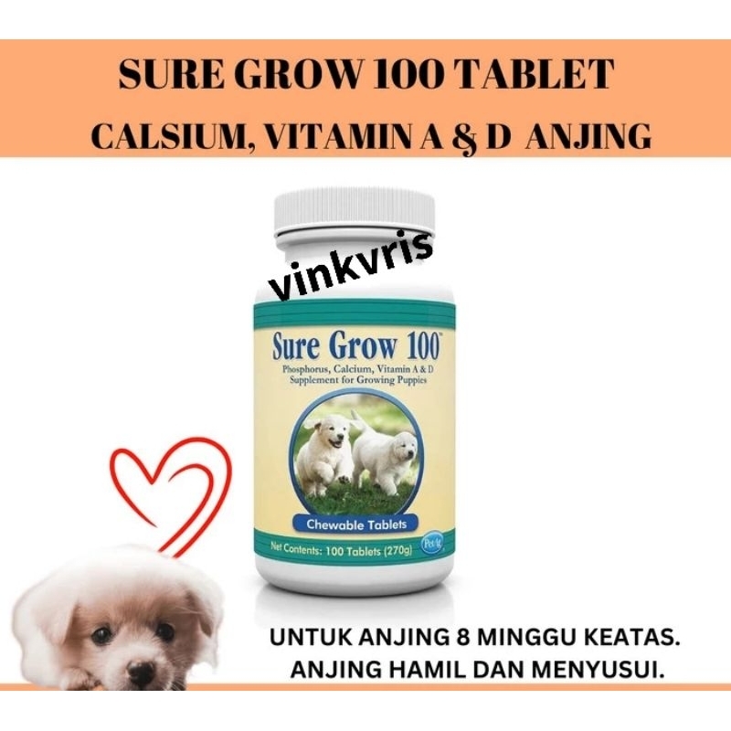 Jual sure grow 100 tablet kalsium dan vitamin A&D utk masa pertumbuhan ...