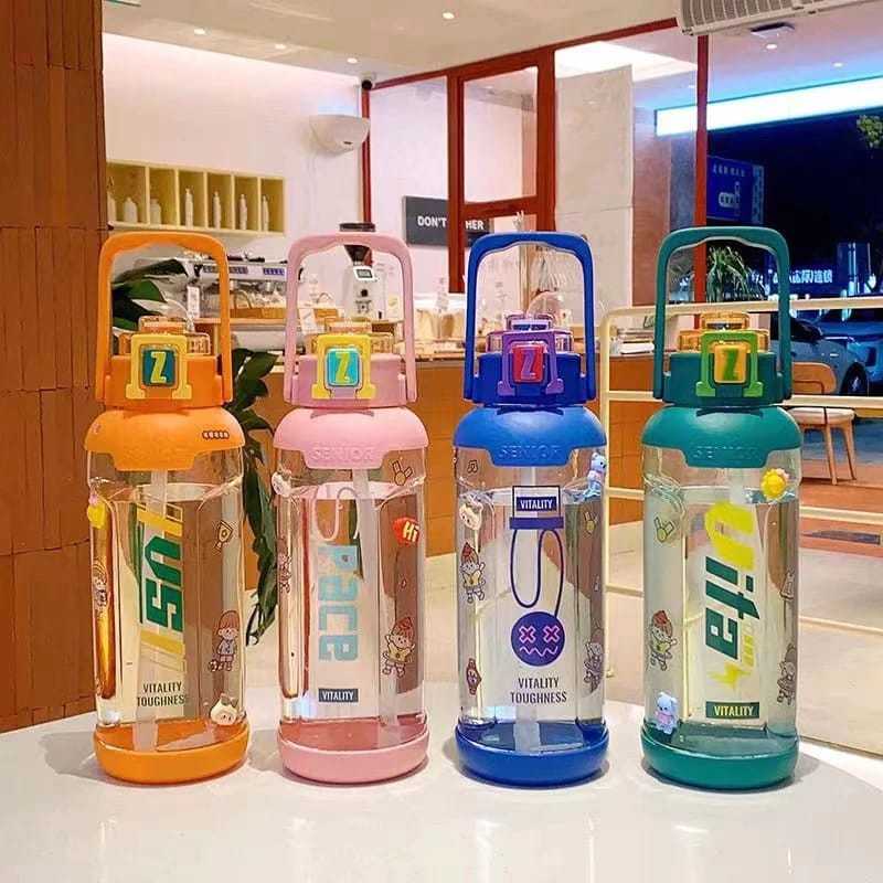 Jual Botol Plastik Model Transparant Vitality Z Sedotan+Gagang+ Sticker ...