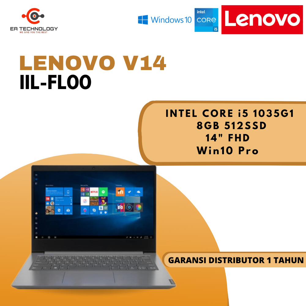 Jual LENOVO V14 IIL-FL00 Core i5-1035G1 8GB 512SSD 14" FHD Win10 Pro | Shopee Indonesia