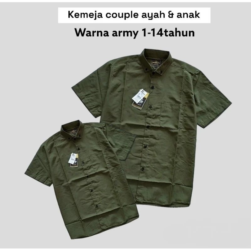 Jual ARMY Kemeja Polos Couple Ayah Dan Anak Warna Army series10 ...