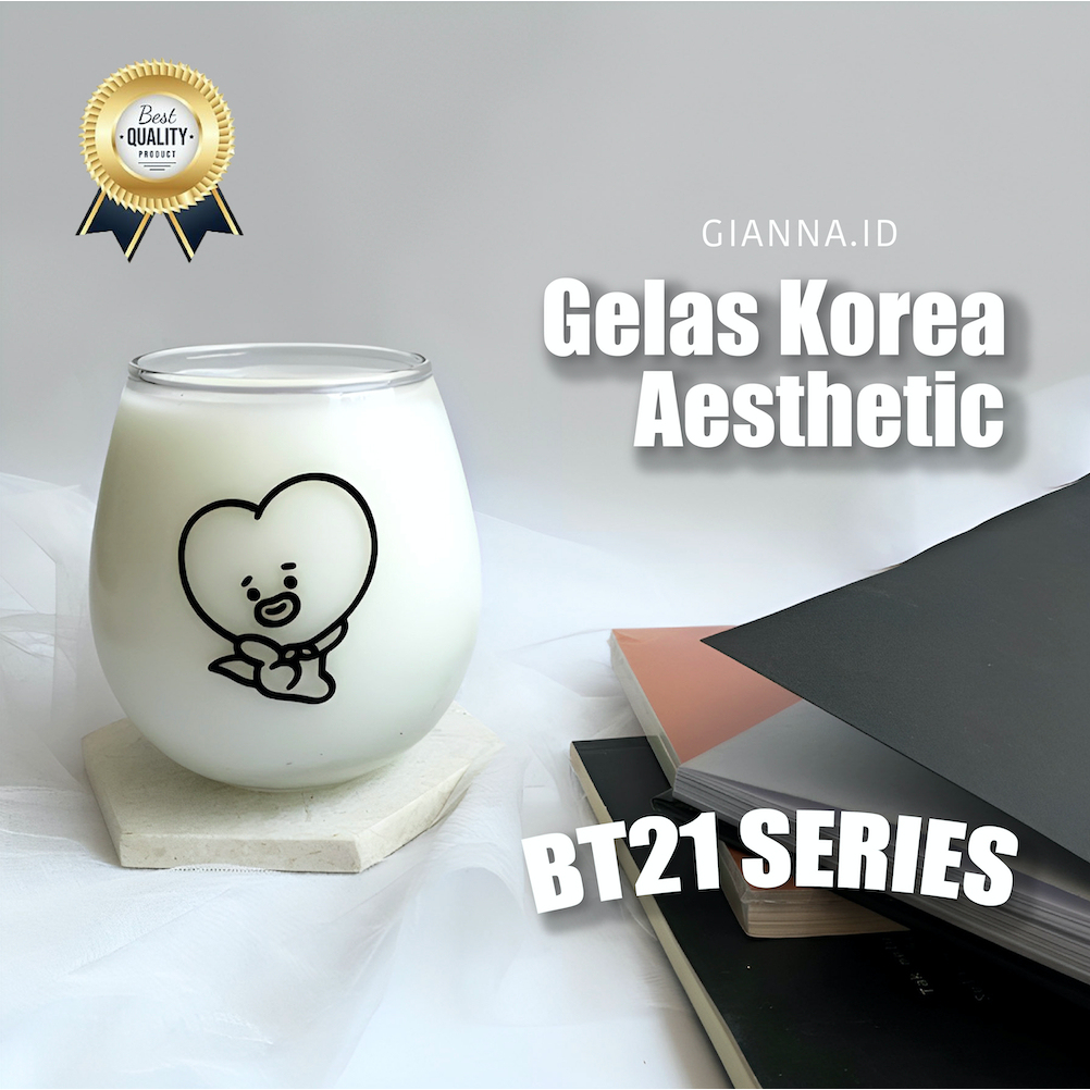 Jual Gelas Korea Aesthetic | Gelas Kaca | Gelas Kartoon| Gelas ...