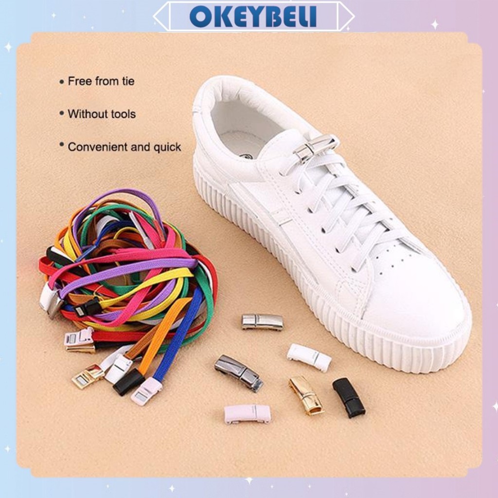 Jual •OKEY BELI•TM1499 1 Set Tali Sepatu Magnet Simple Elastis Bulat ...