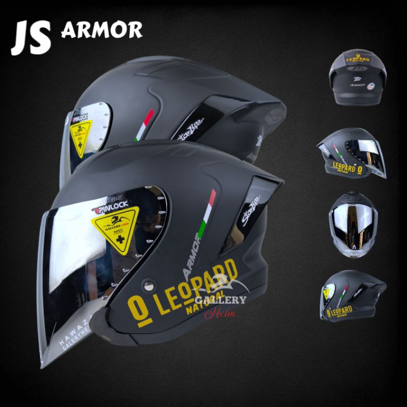 Jual JS ARMOR BLACK DOFF PAKET GANTENG LEOPARD | HELM HALF FACE SNI ...