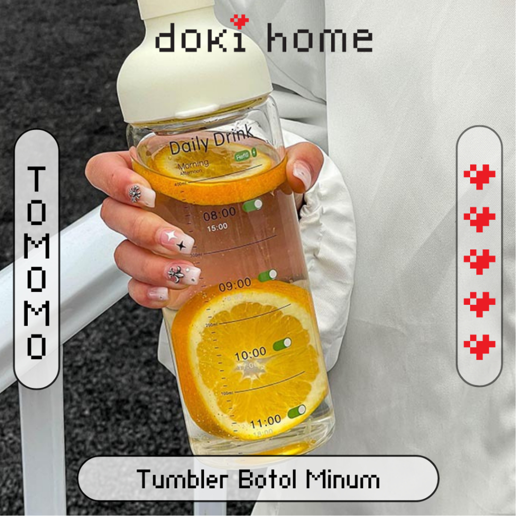 Jual |DOKI| TOMOMO Botol Air Premium Tumbler Kopi Dan Teh Transparan Tempat Minuman Kopi Teh ...