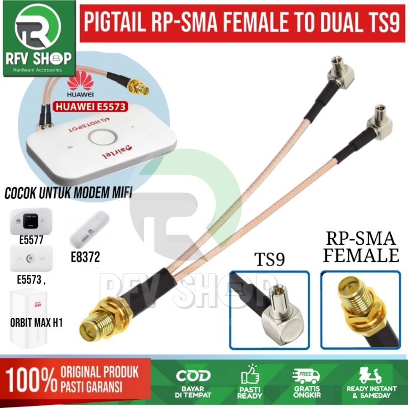 Jual Pigtail Modem Mifi E5573 E5577 E8372 Orbit max H1 RPSMA female to ...