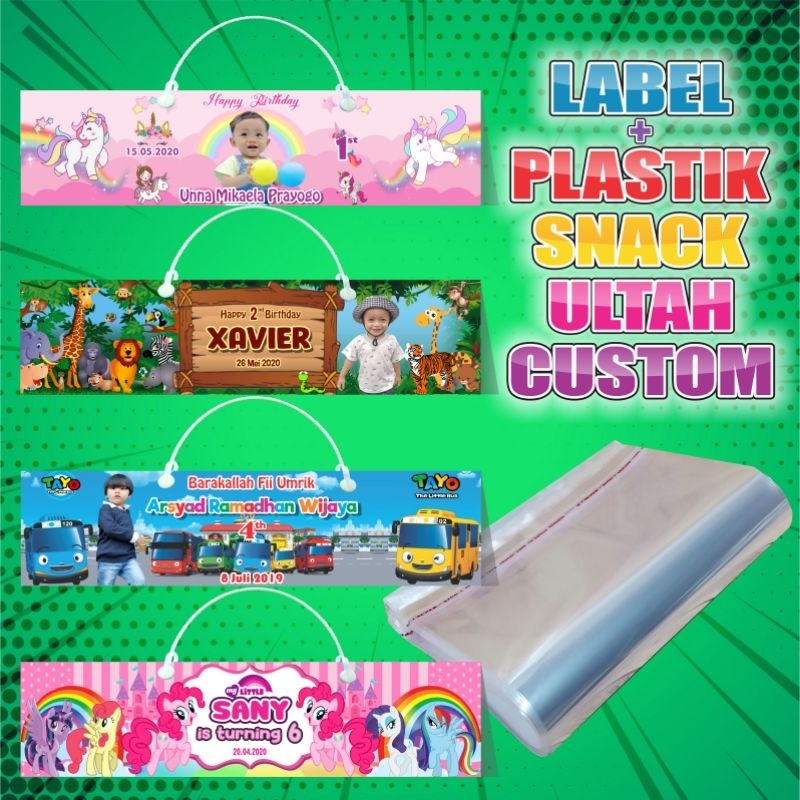 Jual Label dan plastik snack ultah custom. | Shopee Indonesia