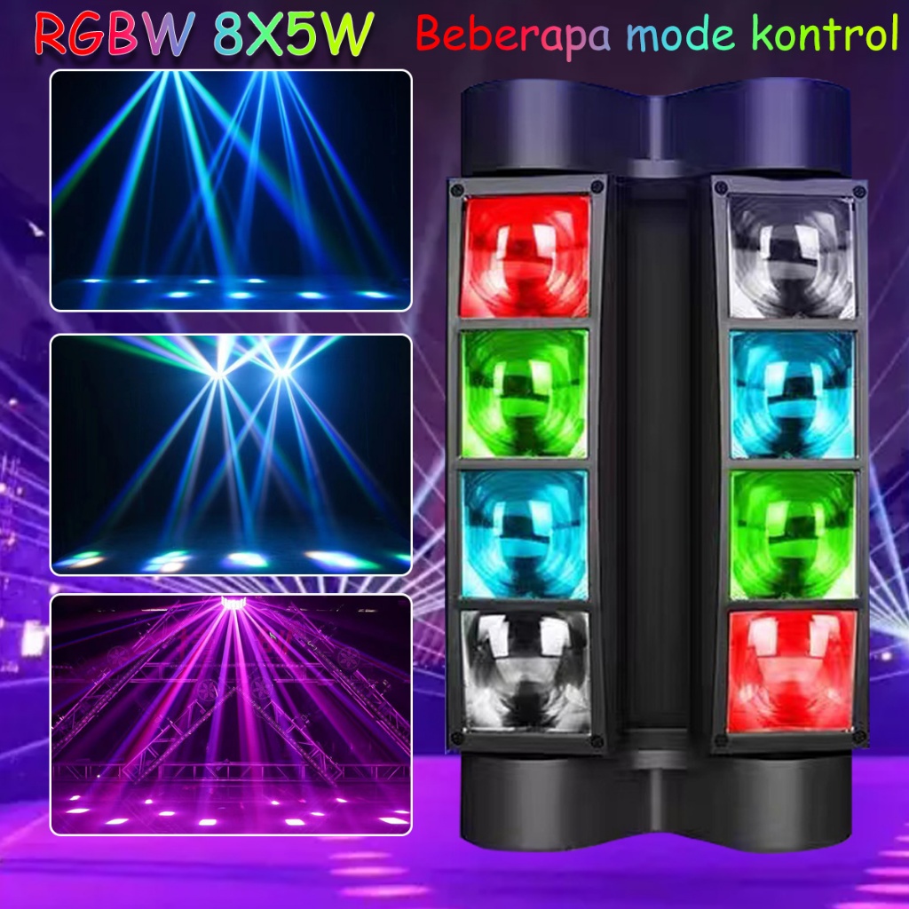Jual 8x5watt LED lampu panggung spider light Moving Head lampu lead ...