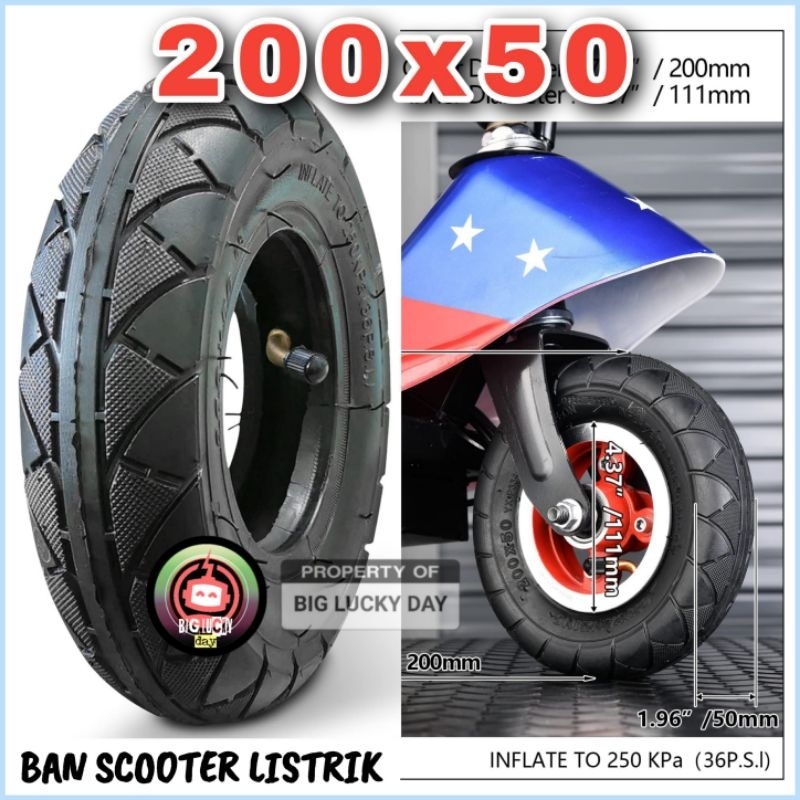 Jual BAN 200X50 SCOOTER LISTRIK LUAR DALAM MR.JACKIE S898 E-SCOOTER ...