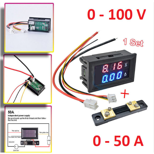 Jual Dualmeter Dual LED Combo Digital Voltmeter-Ammeter Amperemeter 50A 100V Pengukur Tegangan ...
