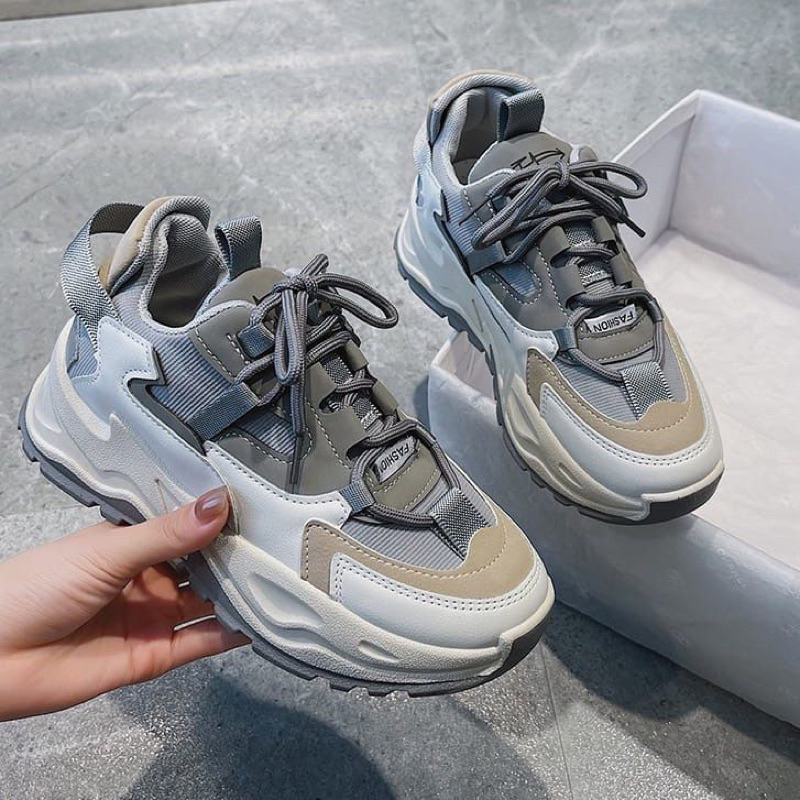 Jual Sepatu Sneakers wanita Korean style Jungkook Grey | Shopee Indonesia