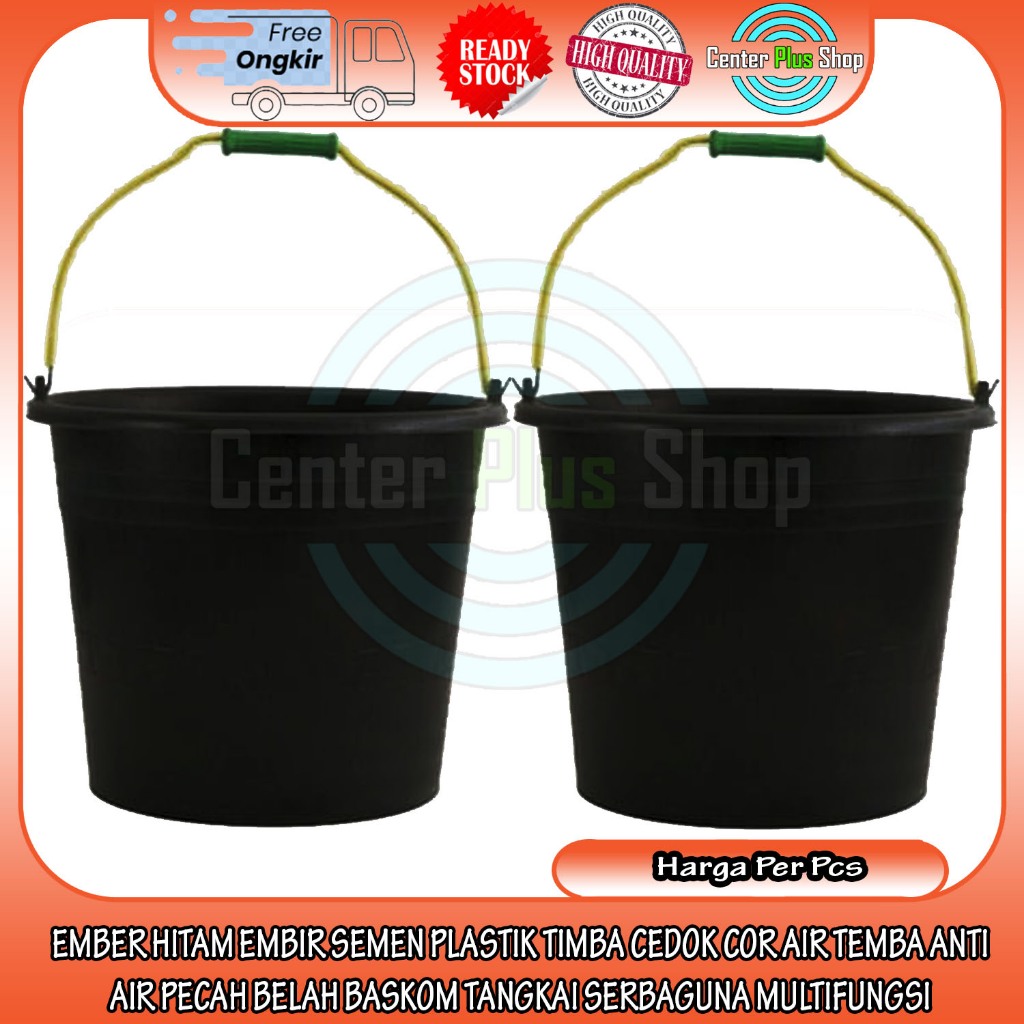 Jual Ember Air Embir Semen 5 7 Liter Baskom Tangkai Hitam Black Plastik ...