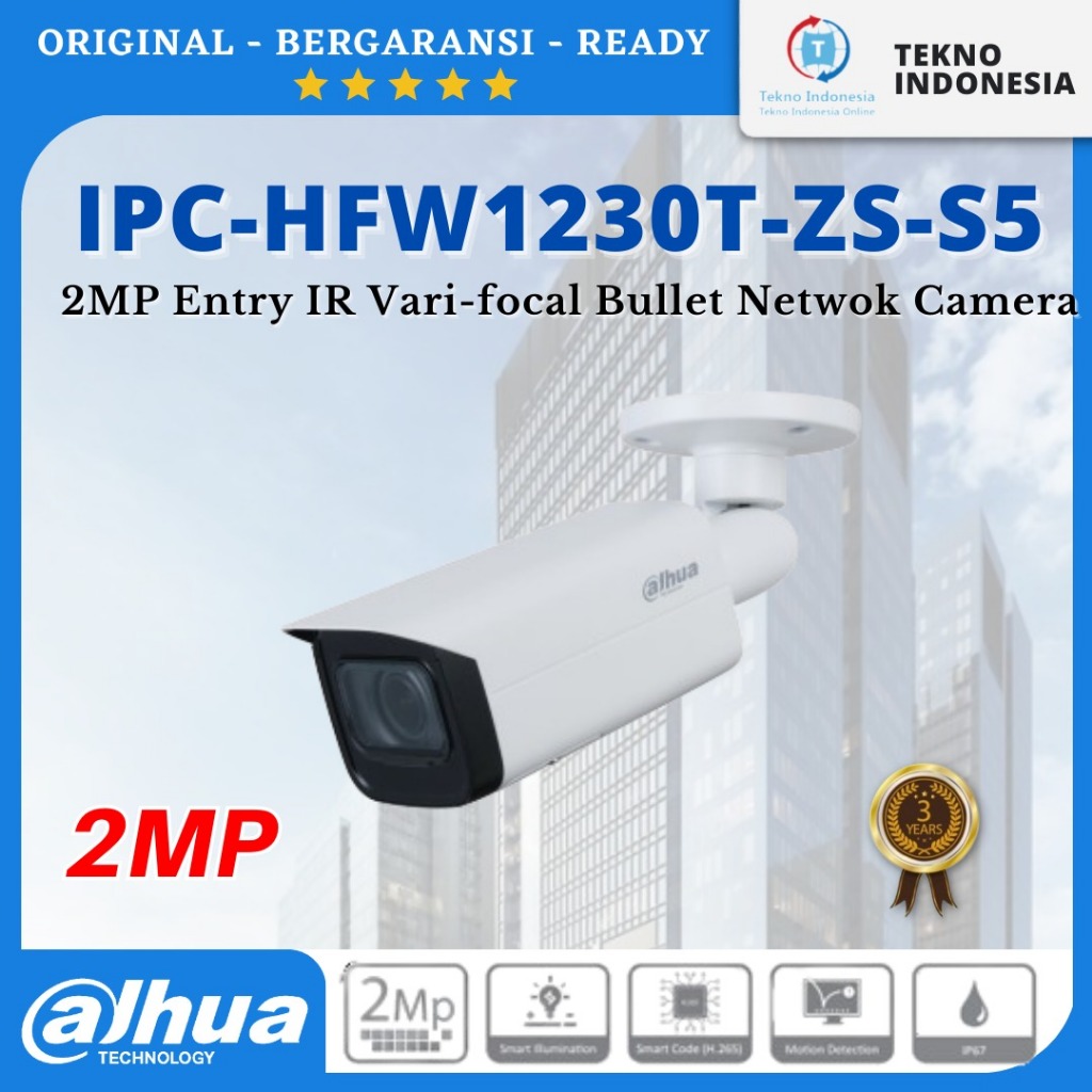 Jual Tekno Indonesia - Dahua IPC-HFW1230T-ZS-S5 2MP Zoom IR Vari-focal Bullet Netwok Camera IR ...
