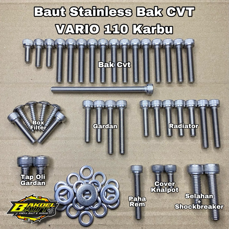 Jual Baut Bak CVT Fullset VARIO 110 KARBU Baut L Stainless Anti Karat ...