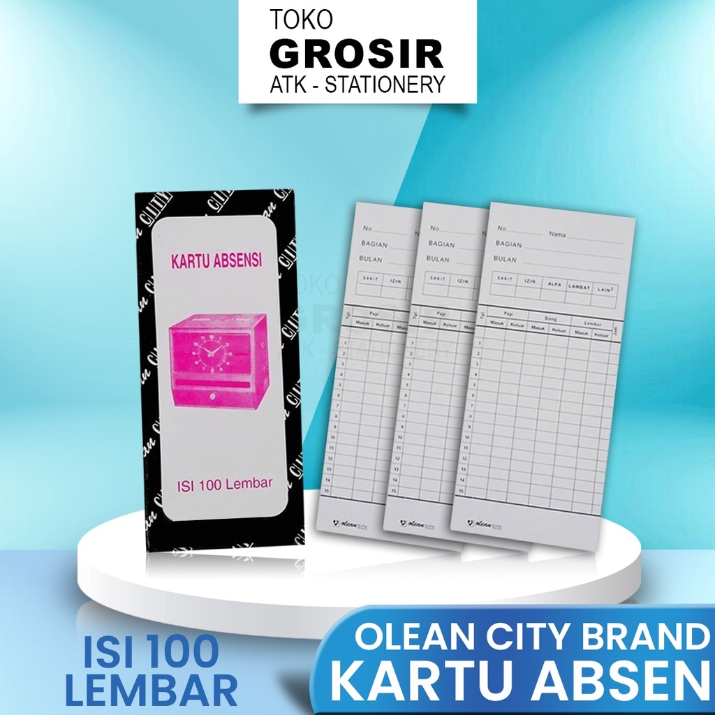 Jual Kartu Absensi absen manual ceklok amano 1 pack isi 100 lembar ...