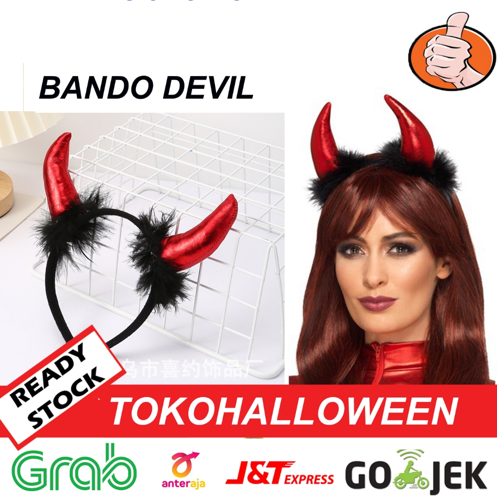 Jual bando tanduk merah devil setan lucifer horn untuk acara halloween ...