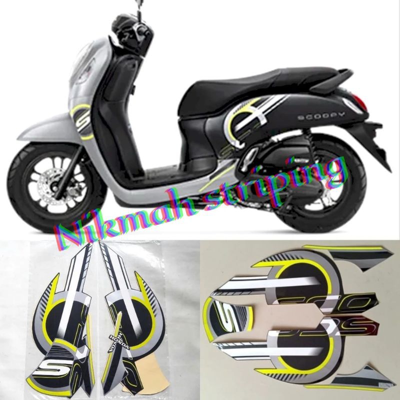 Jual Striping Stiker Honda Scoopy 2023 2024 Sporty Fullset Hitam SilVer ...