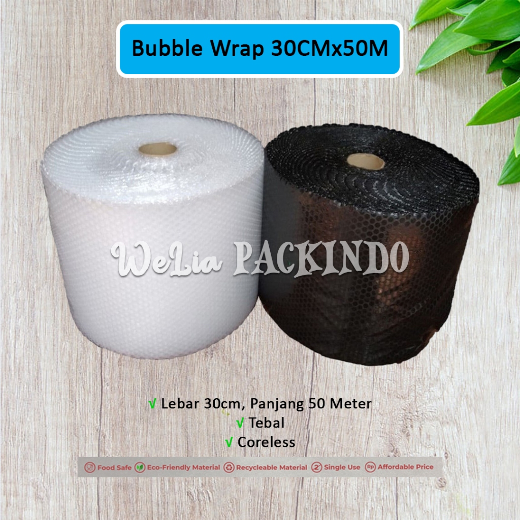 Jual Bubble Wrap 30cm x 50M / Bubble Wrap Bening Hitam 30 cm x 50 Meter | Shopee Indonesia