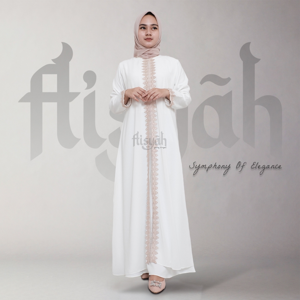 Jual AISYAH126 • Gamis putih wanita kekinian - abaya putih turkey ...