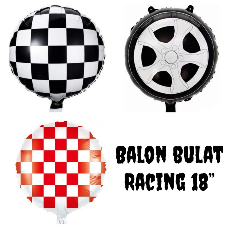 Jual BALON BULAT 18” BLACK WHITE RACING PELEK WHEEL | Shopee Indonesia
