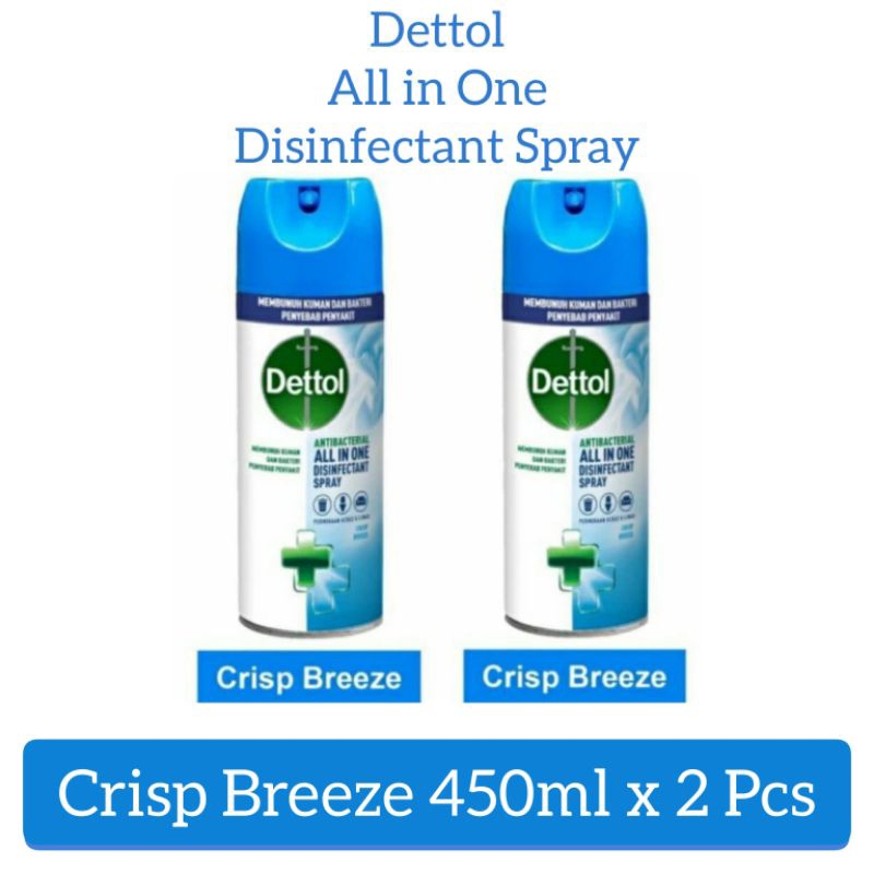 Jual Dettol All in One Disinfectant Spray - Crisp Breeze 450ml x 2 Pcs ...