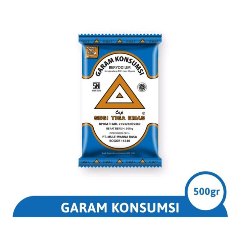 Jual Garam Konsumsi/ Garam Dapur SEGITIGA EMAS 500 gr Exp Des 2026 ...