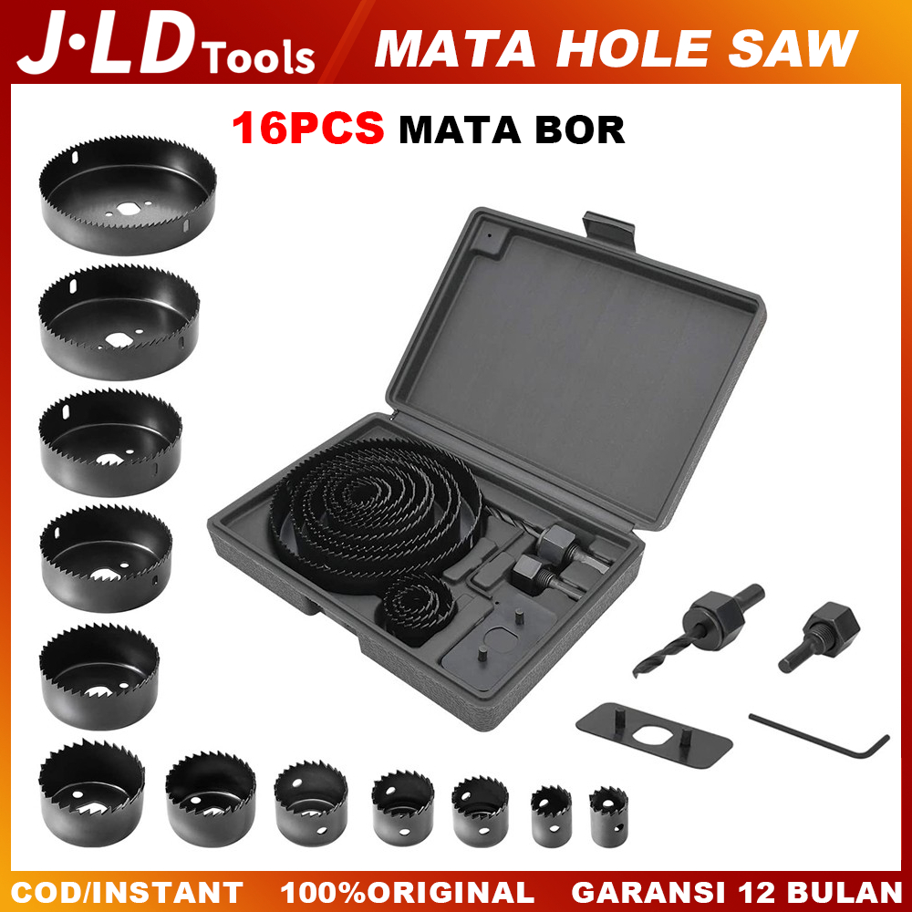 Jual JLD 16Pcs Mata bor Hole saw Kit Mata bor set Pelubang Kayu PVC ...