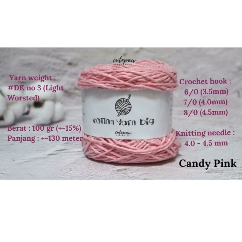 Jual [big ply] Candy pink merah muda - Benang Rajut soft Cotton ...