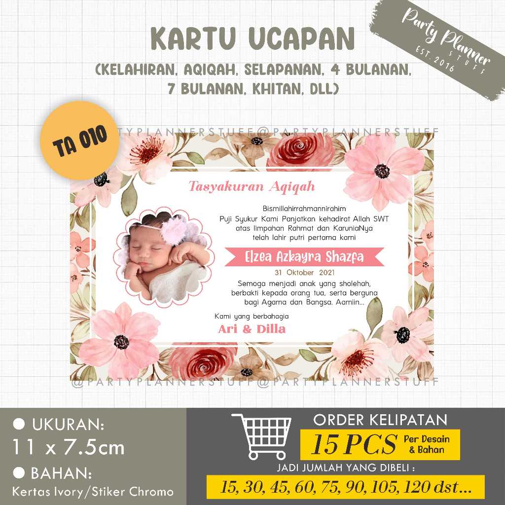 Jual Kartu / stiker tasyakuran aqiqah / ucapan selapanan anak ... Jual Kartu / stiker tasyakuran aqiqah / ucapan selapanan anak ...