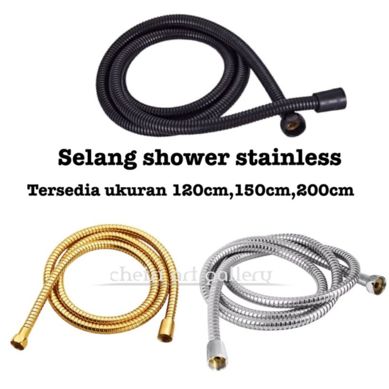 Jual Selang shower stainless Hitam silver Gold Grey panjang 120cm 150cm ...