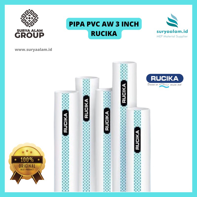 Jual PIPA PVC AW 3" RUCIKA | STANDART | 4 METER | Shopee Indonesia
