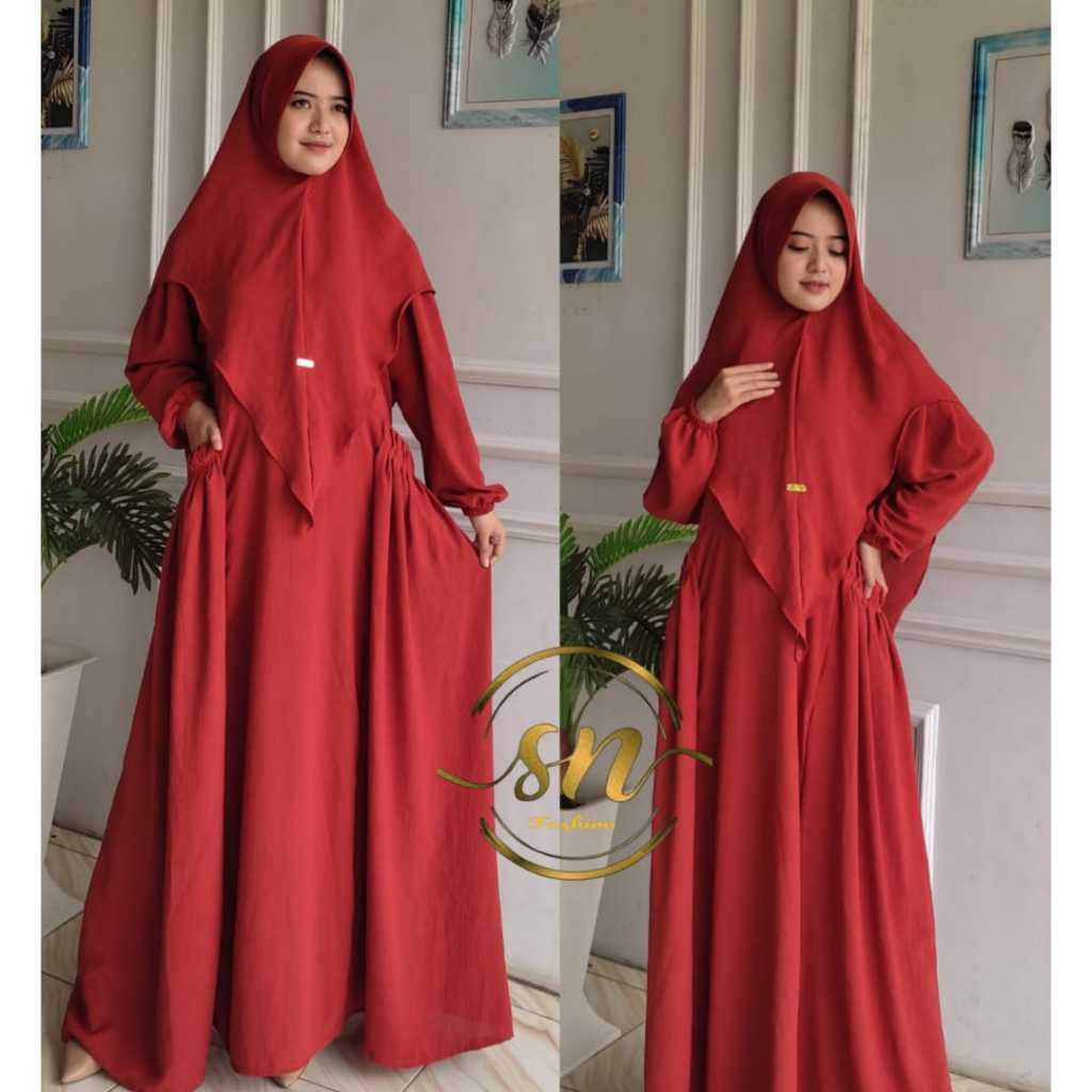 Jual Baju Gamis Zahira Satu Set Syar'i Jumbo Hijab Pet Terbaru Elegan ...