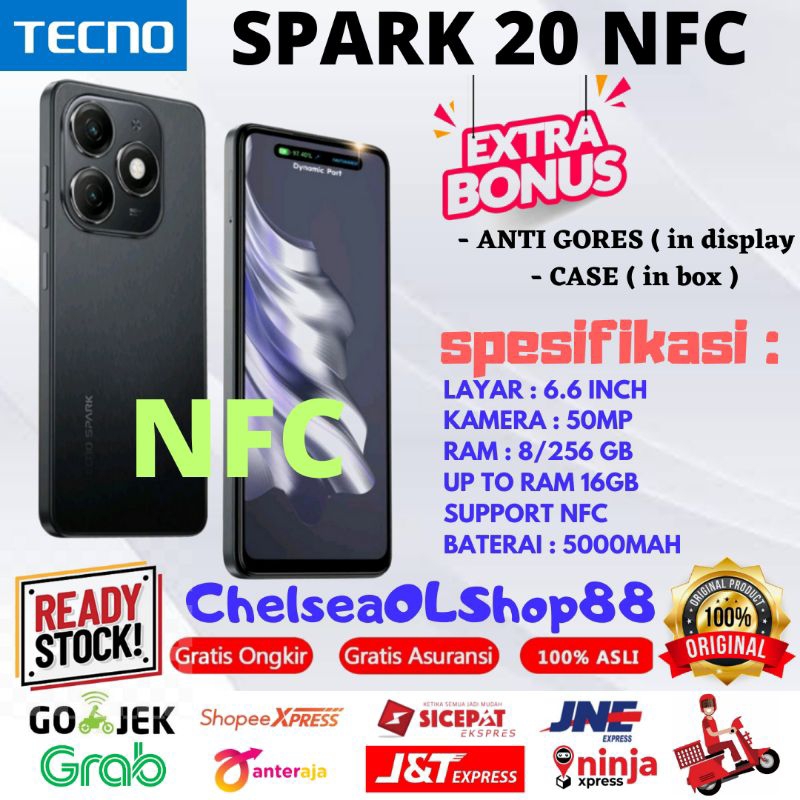 Jual TECNO SPARK 20 NFC RAM 8/256GB GARANSI RESMI TECNO INDONESIA | Shopee Indonesia