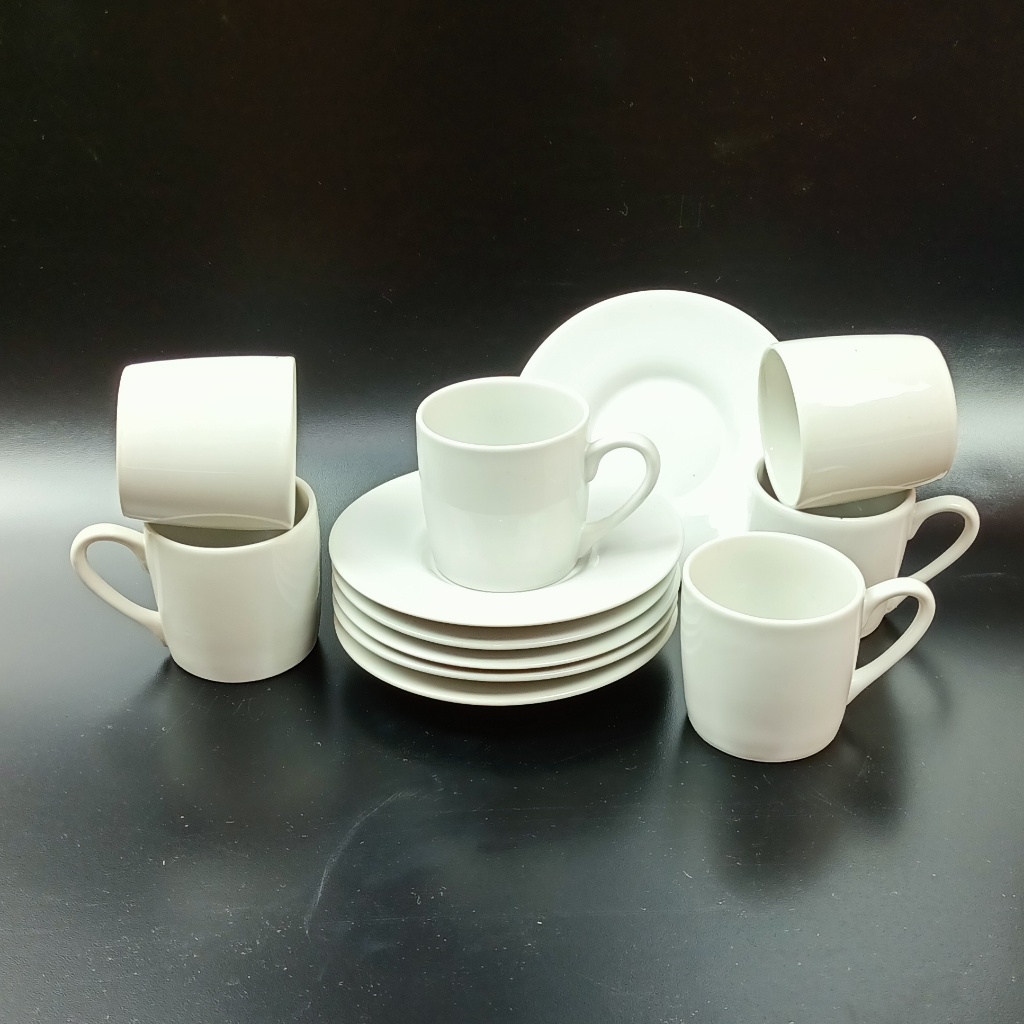 Jual Cangkir Set Keramik Espresso KPH Putih Polos Kap 90 mL 12 Pcs ...
