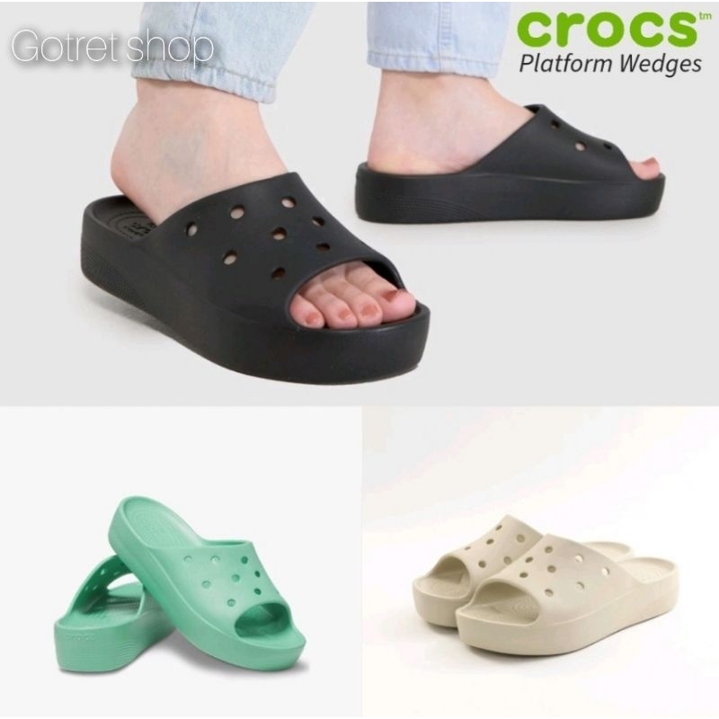 Jual Crocs platform Slide wedges / Sandal wanita / Crocs classic ...