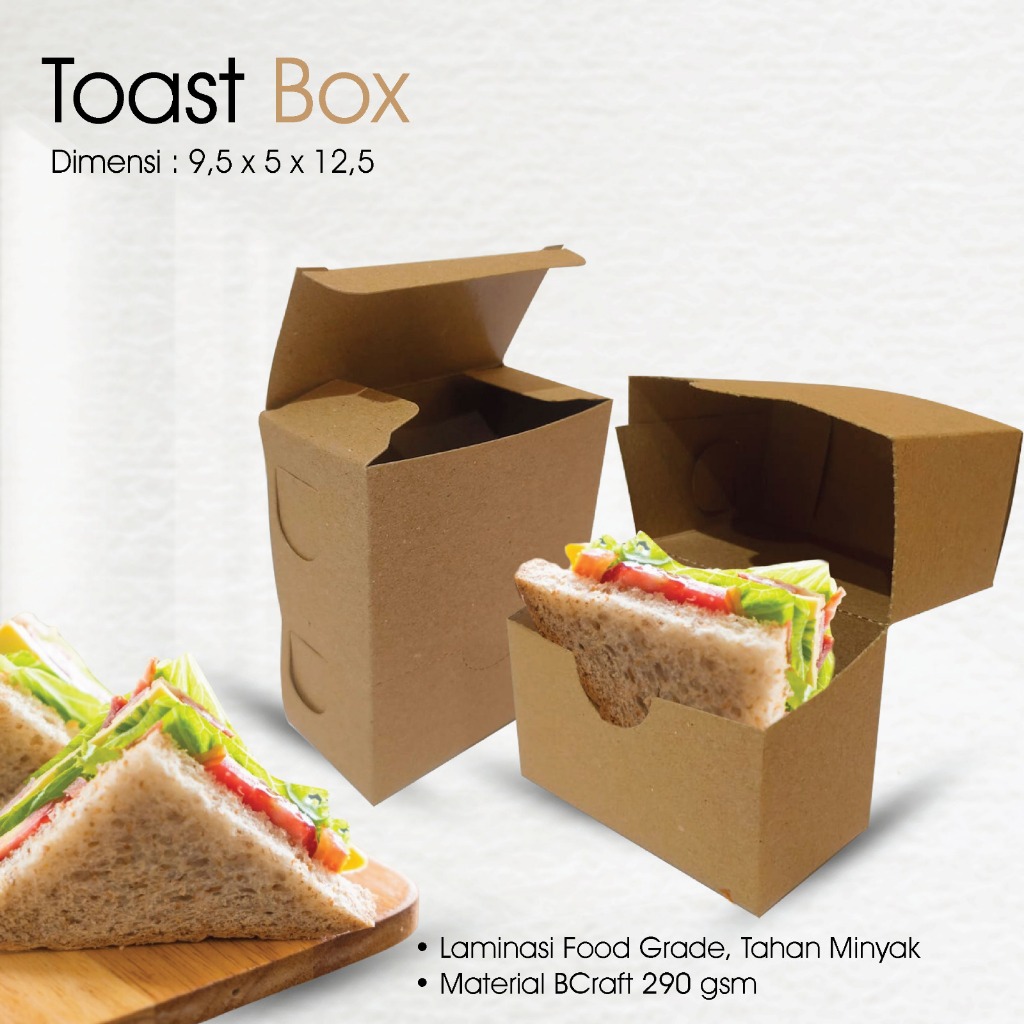 Jual Toast Box Uk. 9.5 x 5 x 12.5 Makanan, B Craft 290 gsm | Shopee ...