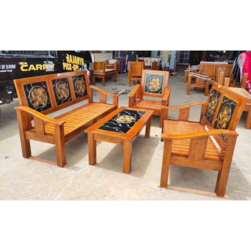 Jual Kursi Tamu Kayu bahan Kayu Akasia Model 321 | Shopee Indonesia