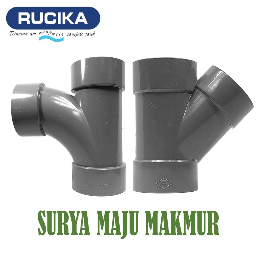 Jual RUCIKA TEE Y 4" INCH D 45 90 DERAJAT TY 4" TY LARGE RADIUS DRAJAT PVC | Shopee Indonesia