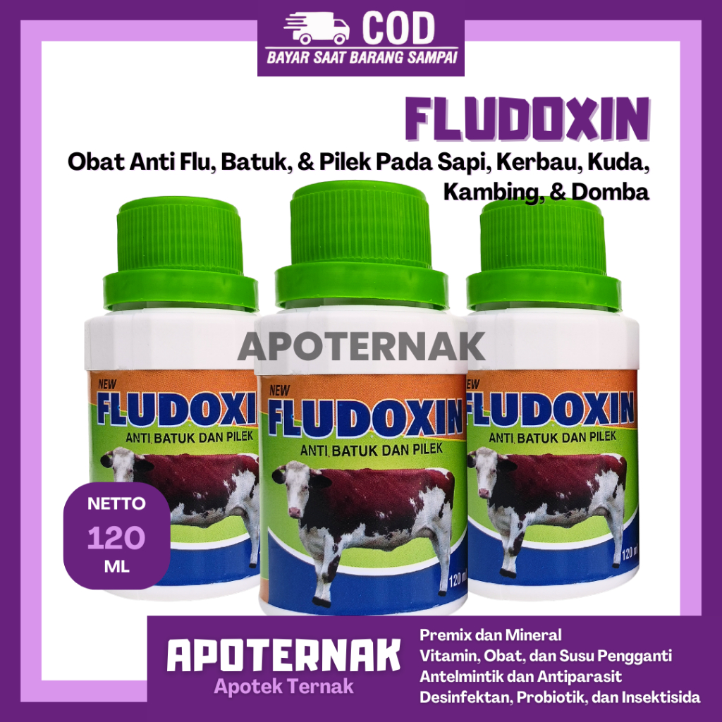 Jual FLUDOXIN 120 ml | Obat Flu Batuk Pilek Untuk Hewan Ternak Sapi ...