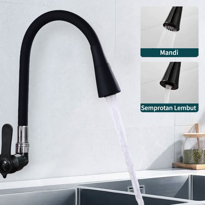 Jual SUS304 Hitam Kran Angsa Kran Dapur Kran Wastafel Kran Angsa Tembok ...