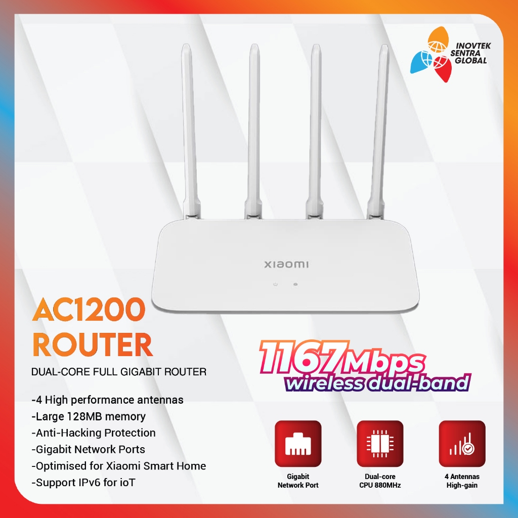Jual Xiaomi Mi Wifi Router AC1200 Dual Core Full Gigabit - Garansi ...