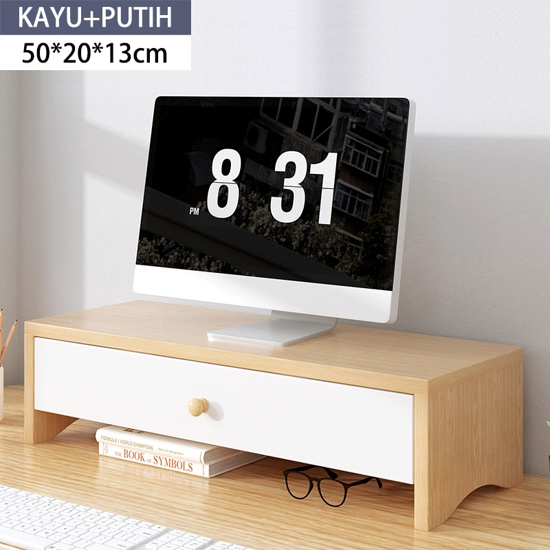 Jual Rak Meja Stand Monitor Rak Monitor Desktop Dudukan Komputer Kayu ...