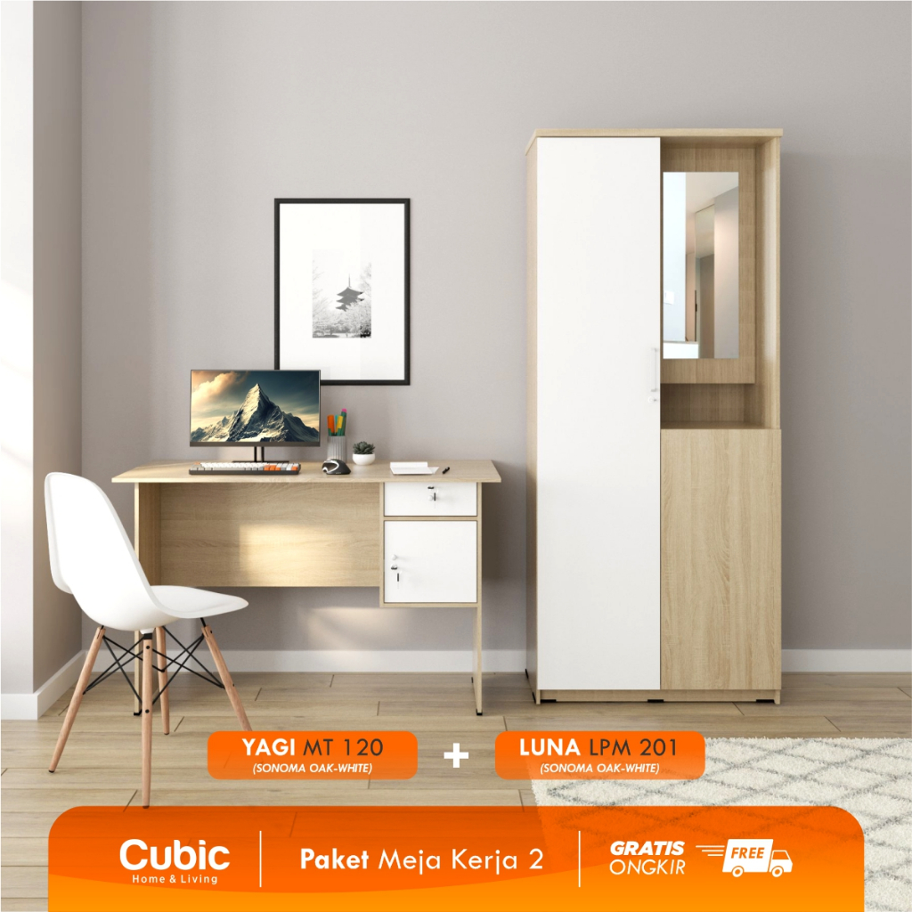Jual Cubic Set Furnitur Kamar Tidur / Paket Hemat Kamar Rapi 1 / LUNA LPM 201 + YAGI MT 120 ...