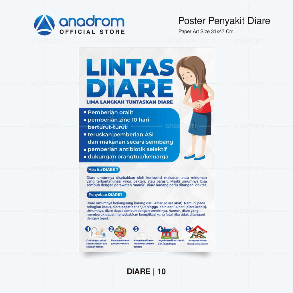 Jual Poster Seputar Diare | Poster Promosi Kesehatan | Anadrom 3597 ...